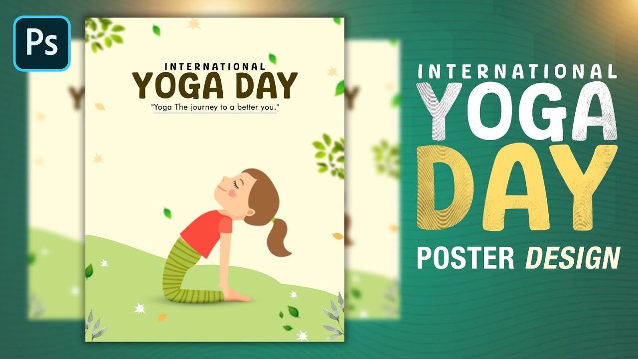Easy Yoga Day Poster Design in Photoshop | Yoga Poster Design | Social ...