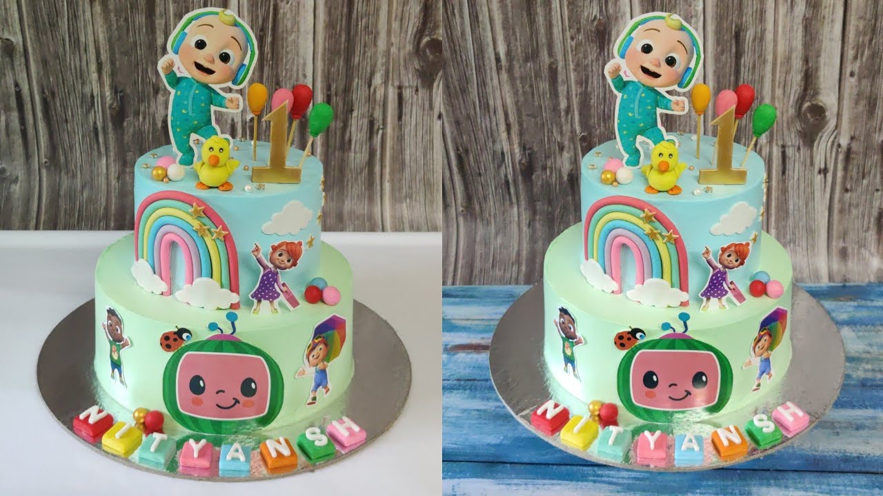 3 Kg Cocomelon Theme Cake Full Detailed Tutorial With Fondant Toppers ...