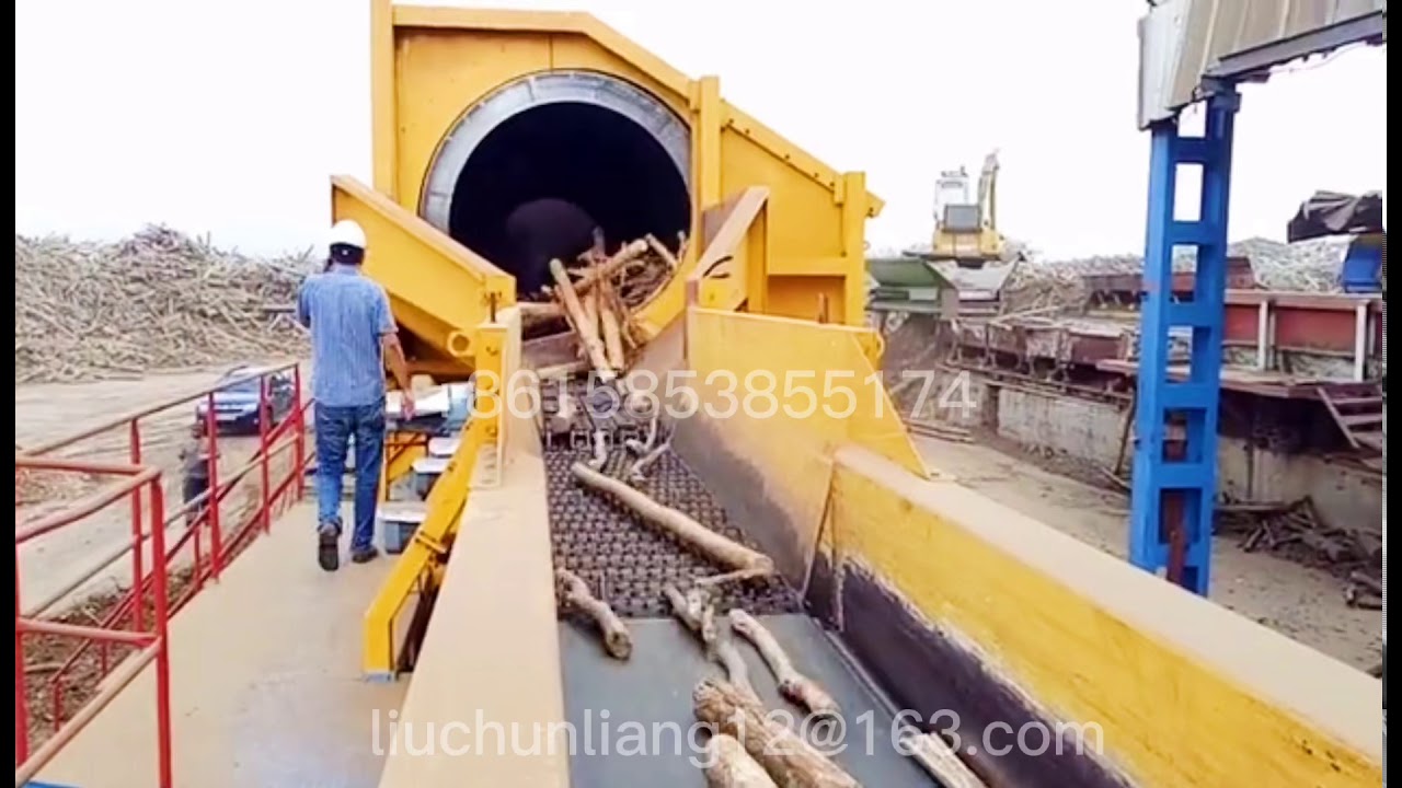 Rotary drum debarking machine with cross chain conveyor for paper mill ...