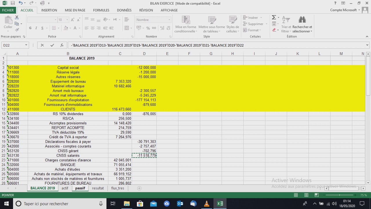 états financiers à partir de la balance générale - YouTube