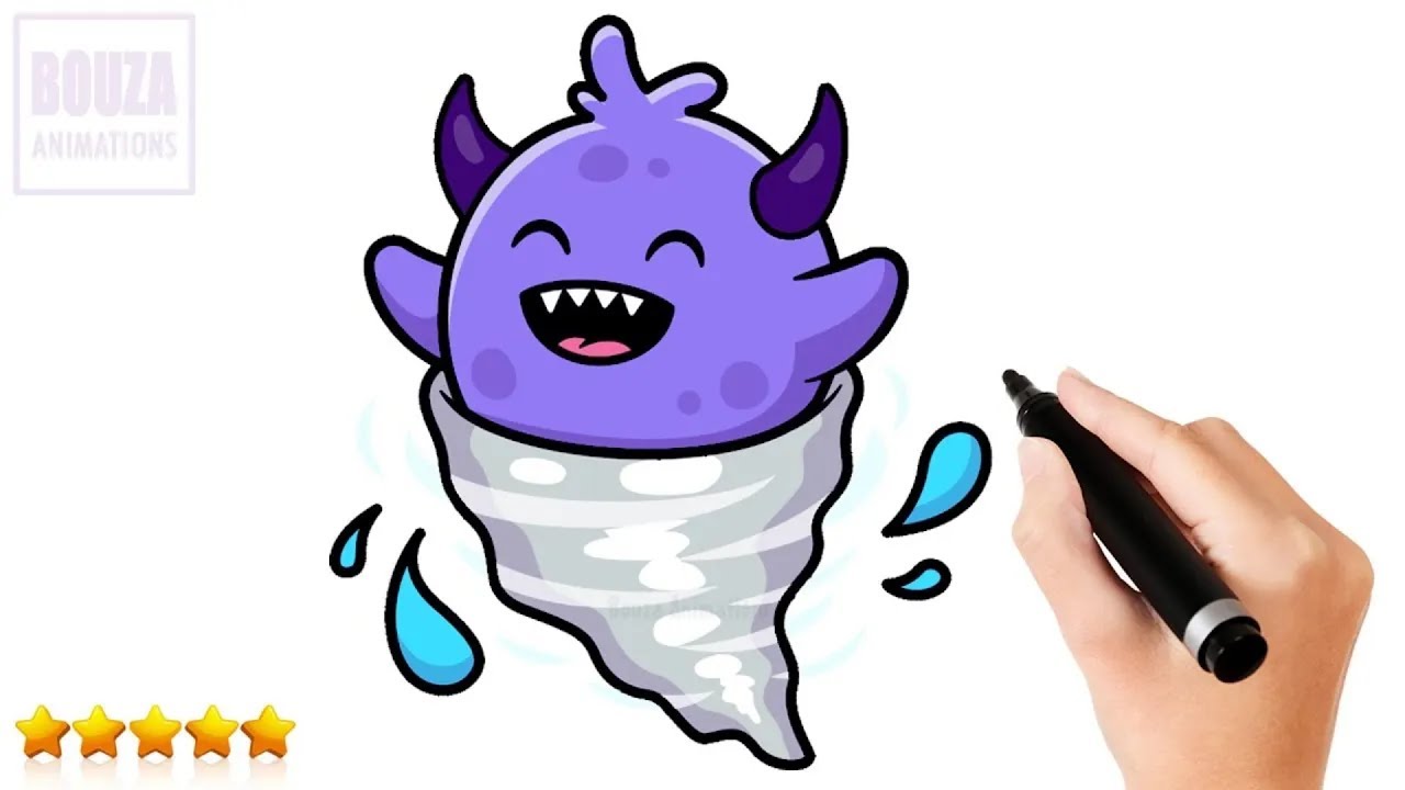 How to Draw Cute Monster Kid Flying With Wind Twister (Easy) - YouTube