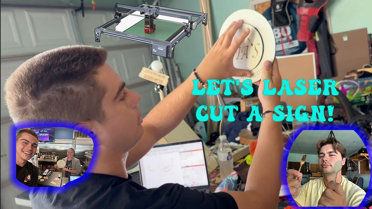 STEP BY STEP: CREATING A LASER CUT WOODEN SIGN FOR "TIA'S" - YouTube