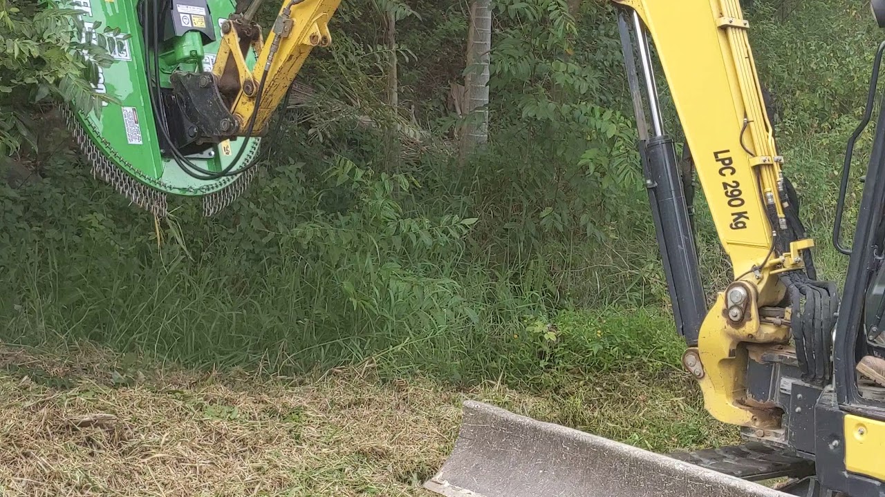 Mini excavator grass slasher EE-EXSL1200 - YouTube