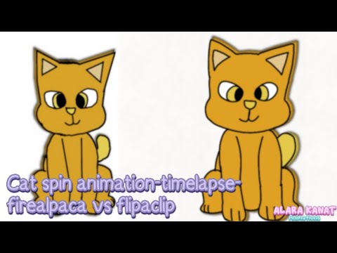 Cat spin animation timelapse-flipaclip vs firealpaca - YouTube