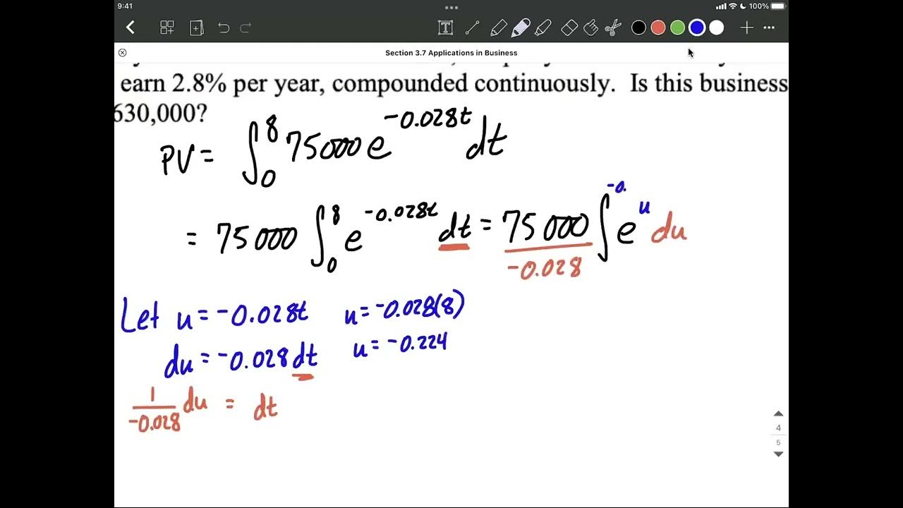 Continuous income stream | present value - YouTube
