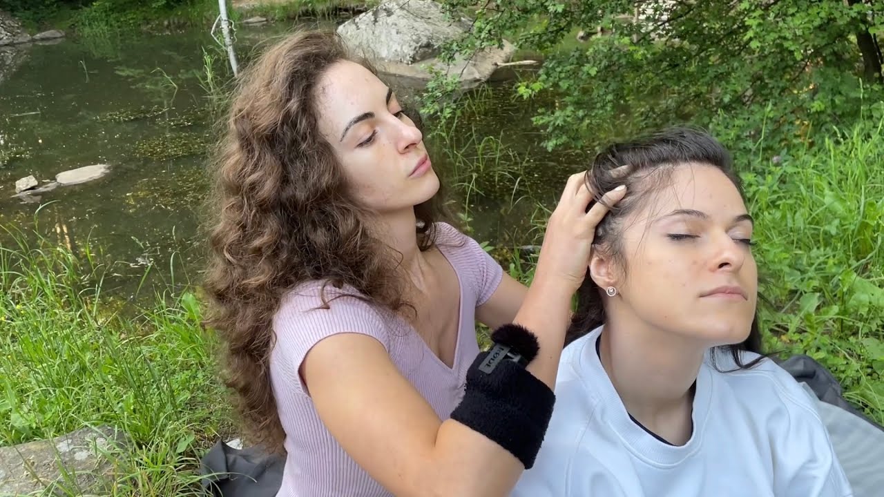 ASMR nature relaxing - ASMR female head and back massage - YouTube