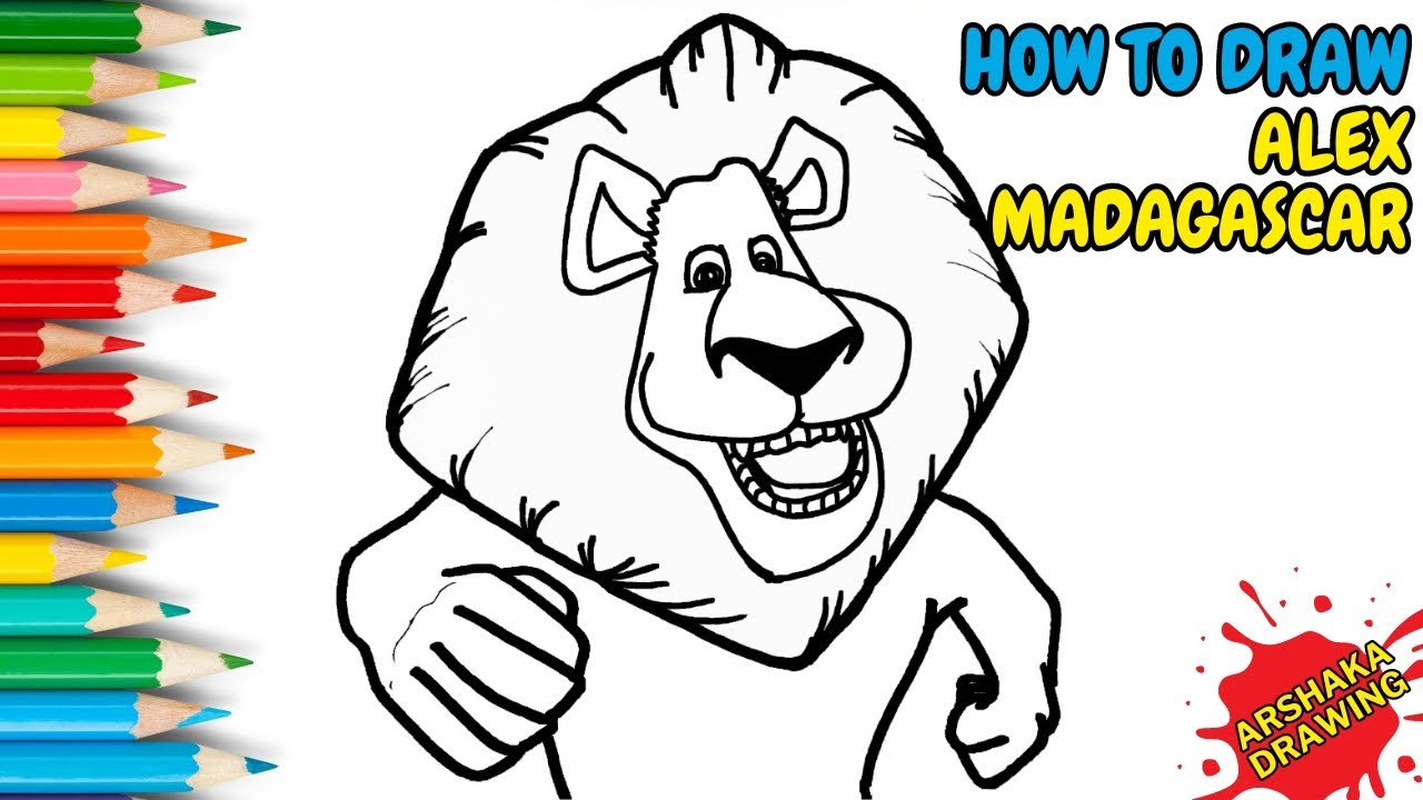 How to Draw Alex Lion from Madagascar Easy | Arshaka Drawing - YouTube