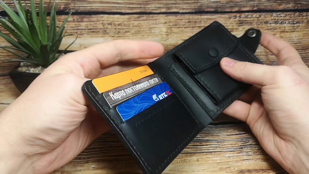 Men classic leather wallet. Free pattern pdf - YouTube