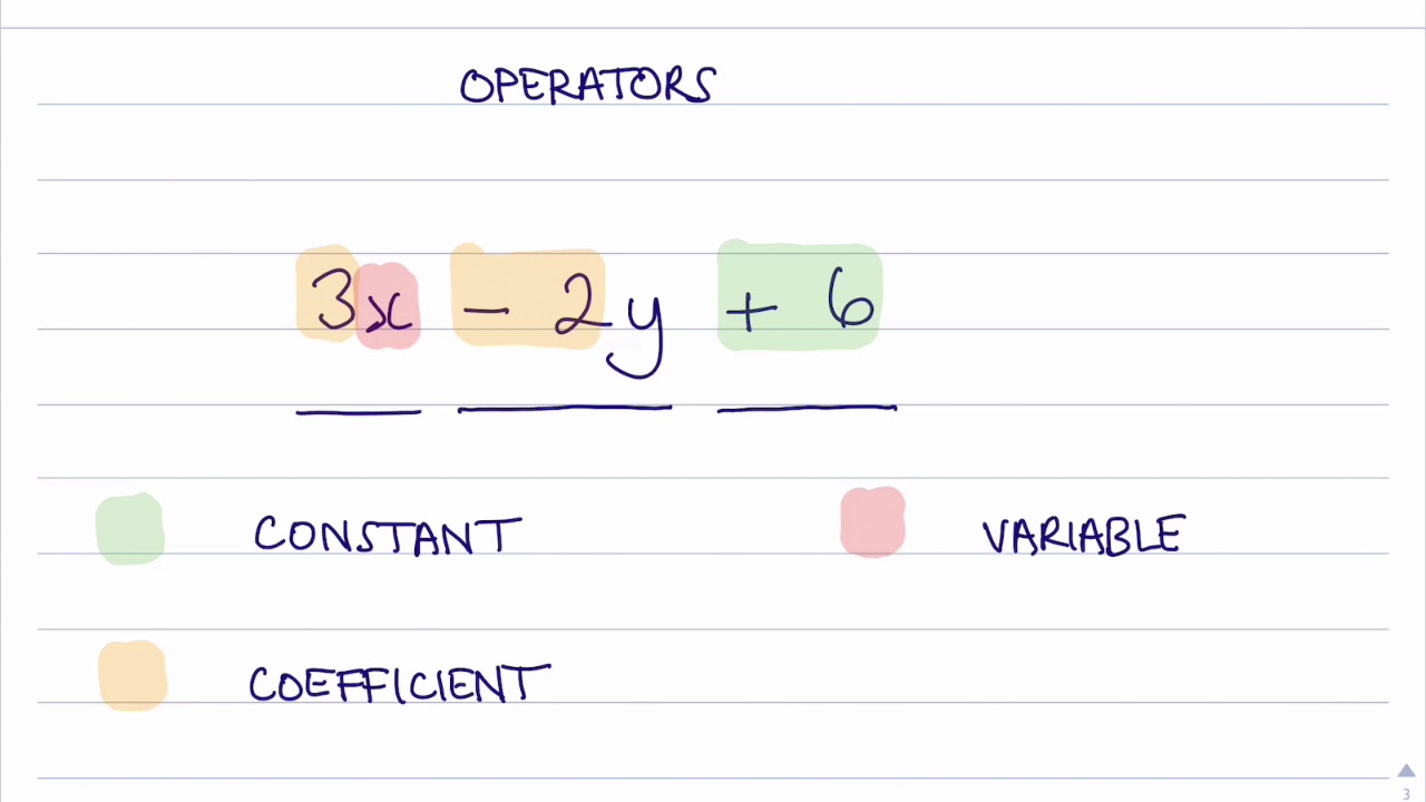 What are the component parts of an algebraic expression - YouTube