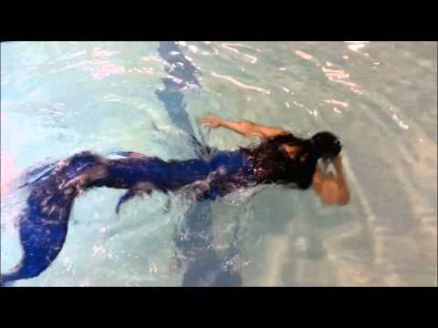 Mermaid Anna's first swim at a pool -  Mernation tail