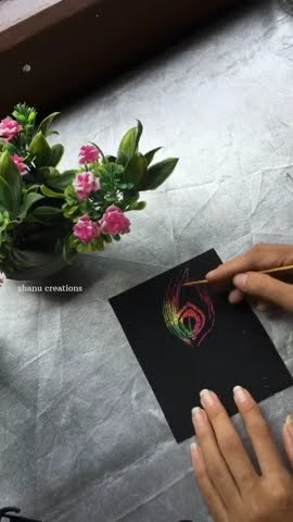 peacock feather drawing on magical scratch paper #art #ytshorts # ...