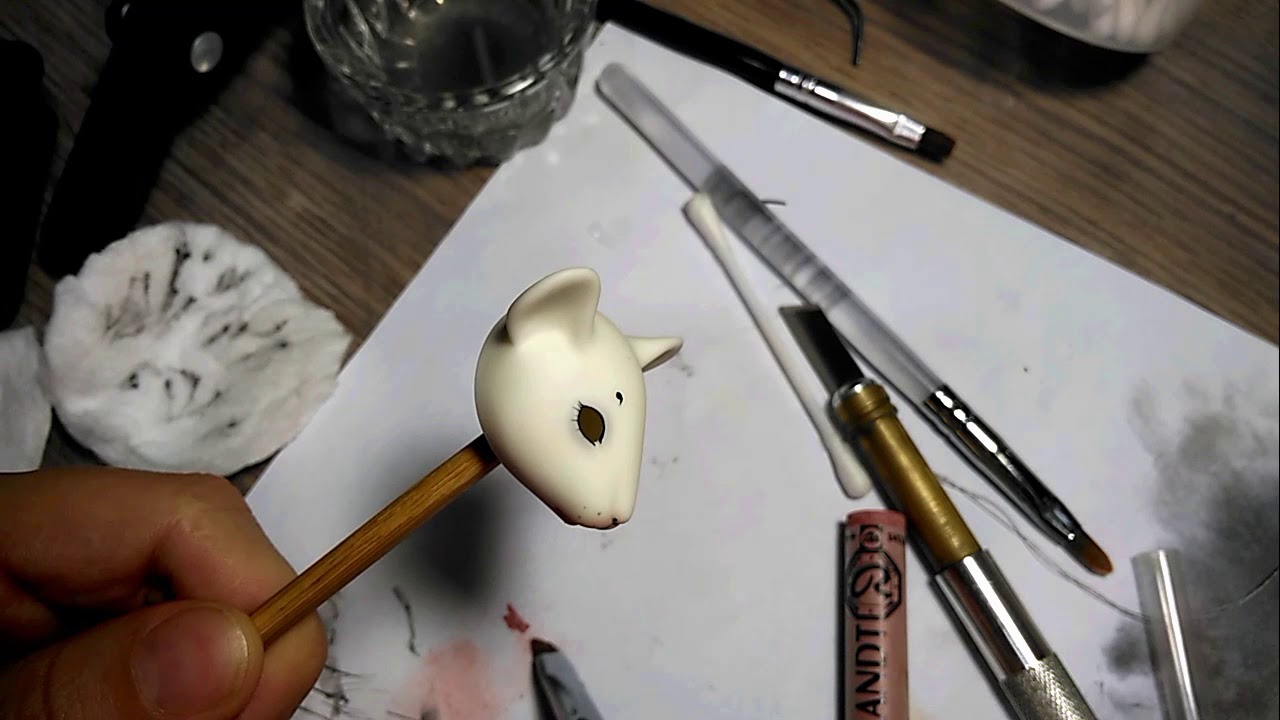 Blushing Manuna Mouse BJD with pastels - YouTube