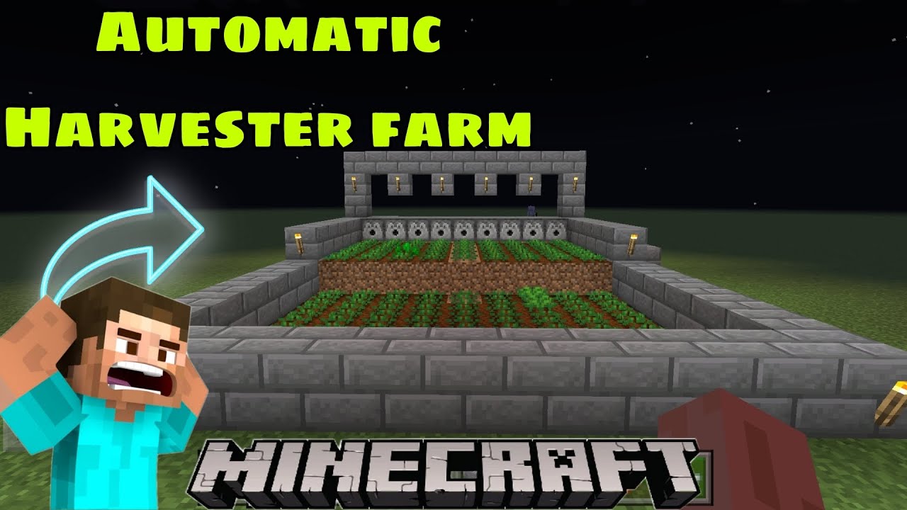 How to make an automatic Harvester crop farm in Minecraft bedrock ...