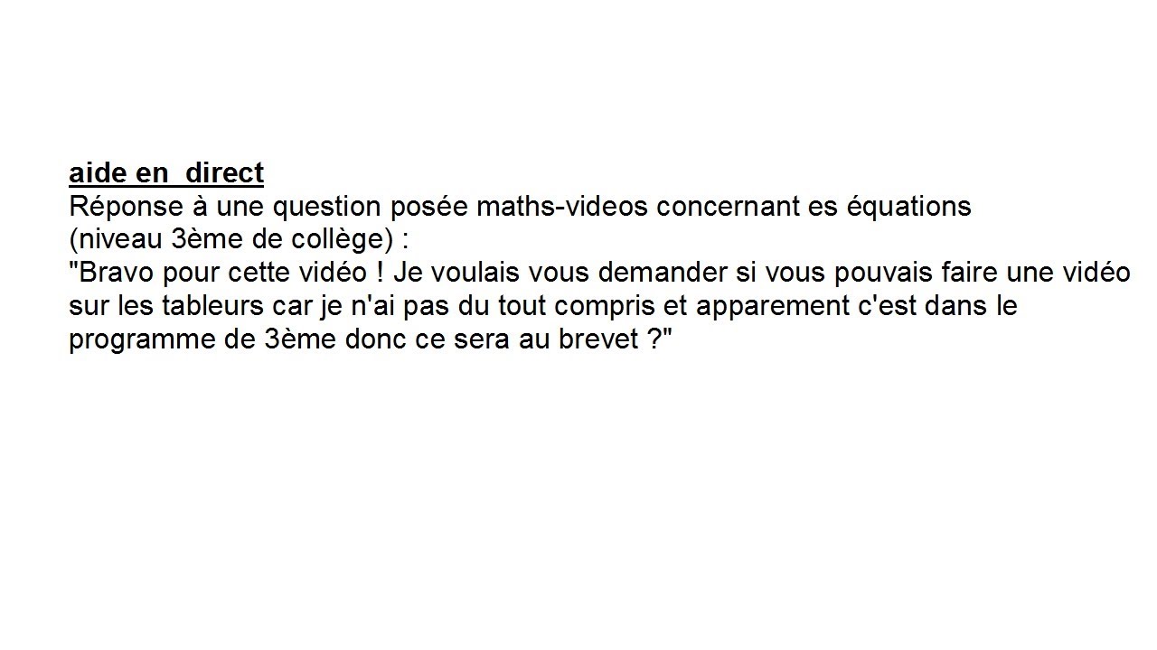 initiation au tableur -aide en direct collège- - YouTube