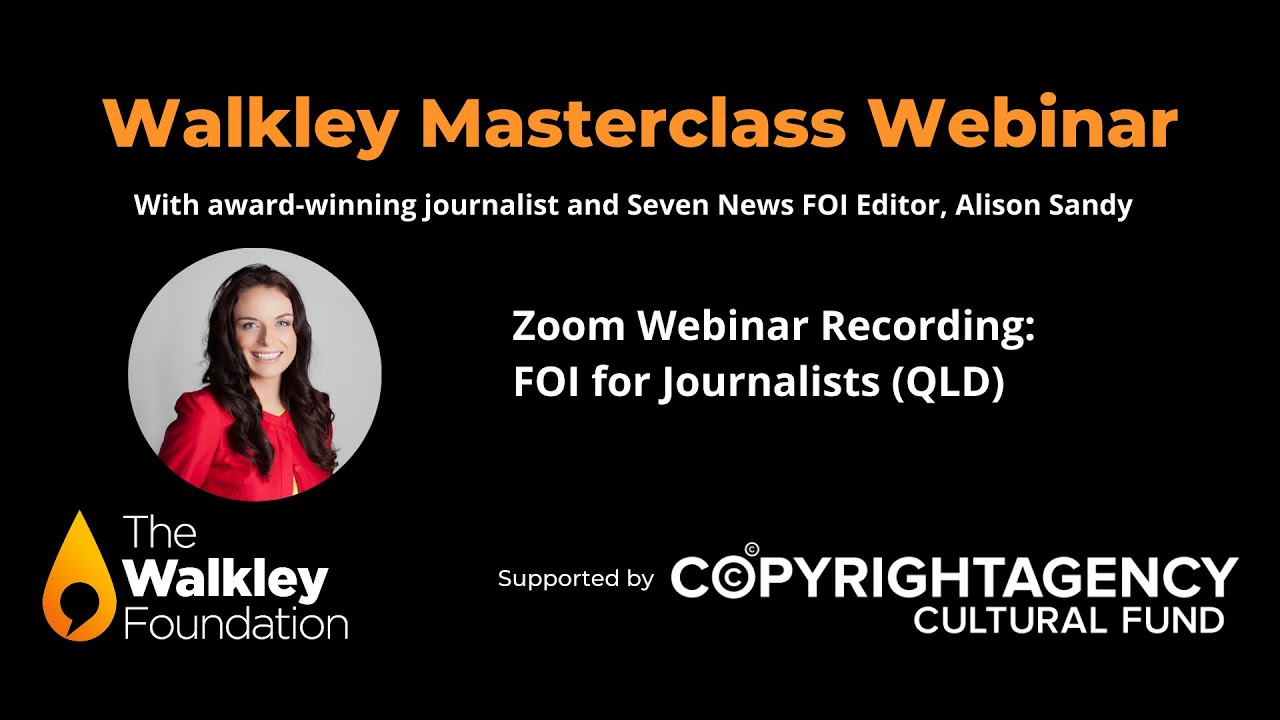 Walkley Masterclass with Alison Sandy: FOI for Journalists (QLD) - YouTube