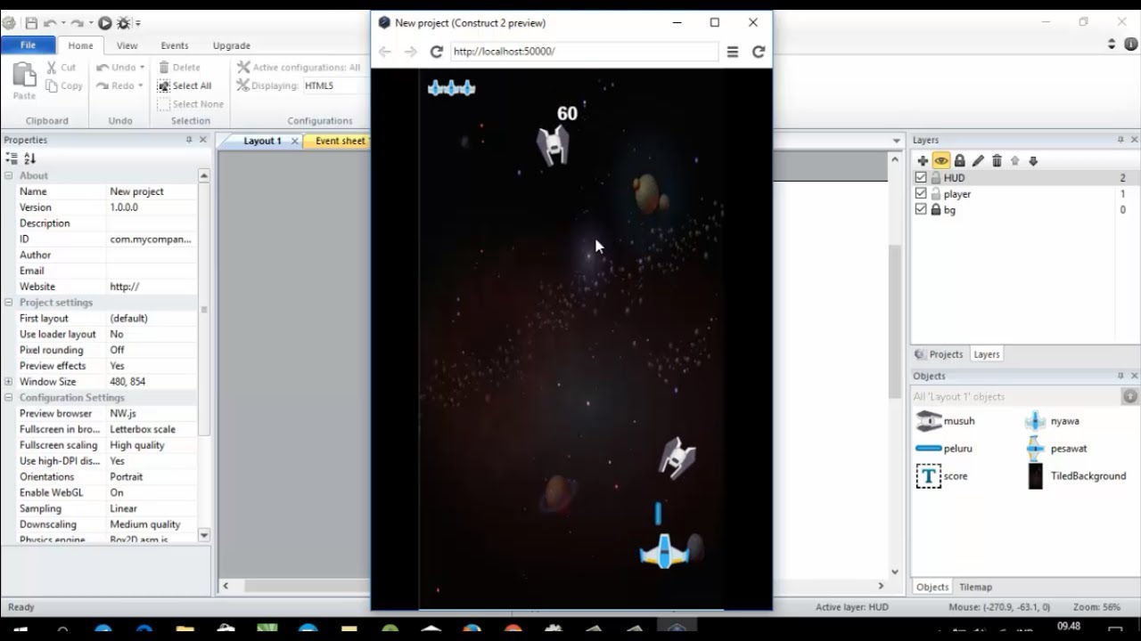 Construct 2 Tutorial Simple Space Shooter - YouTube