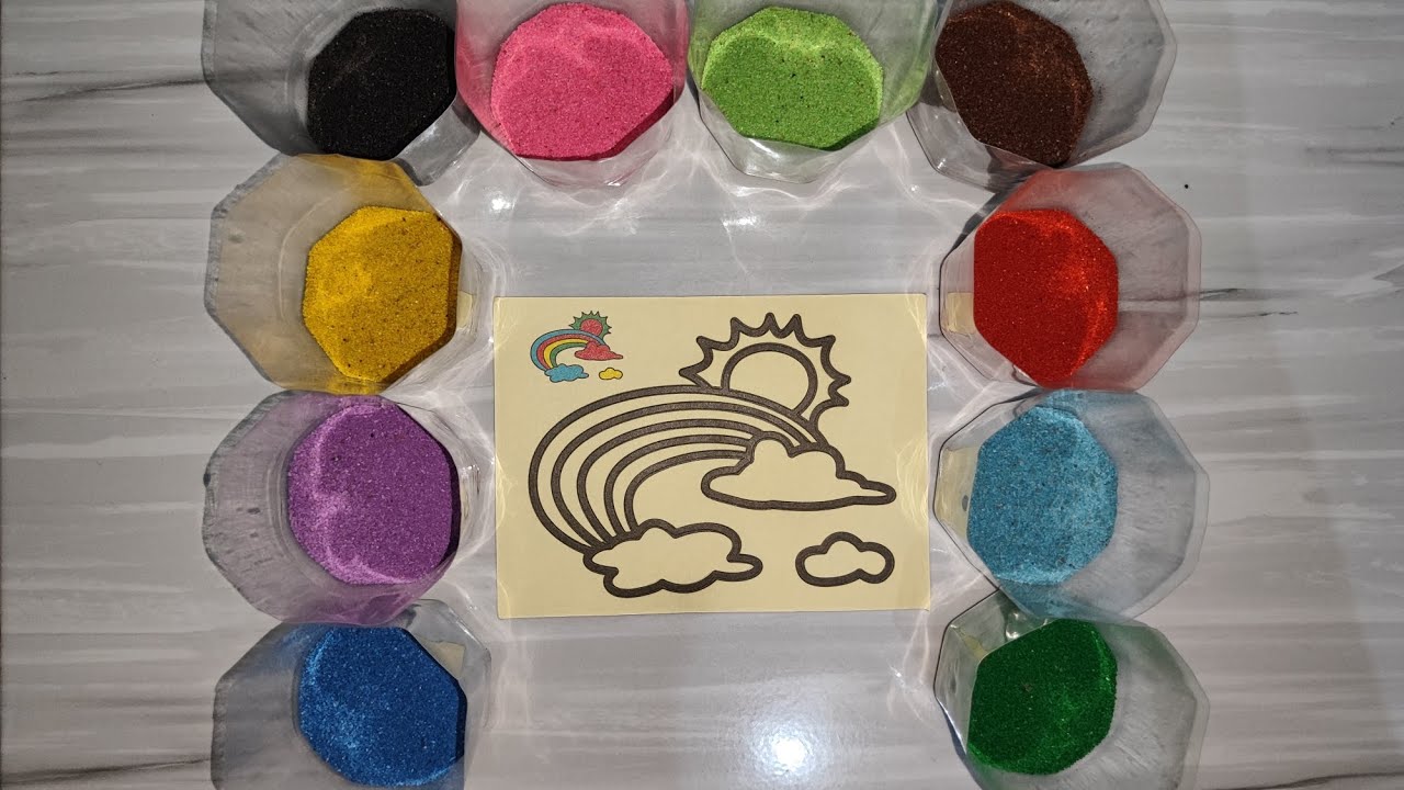 Mewarnai Gambar Pelangi Dengan Pasir Warna | Coloring Rainbow Pictures ...