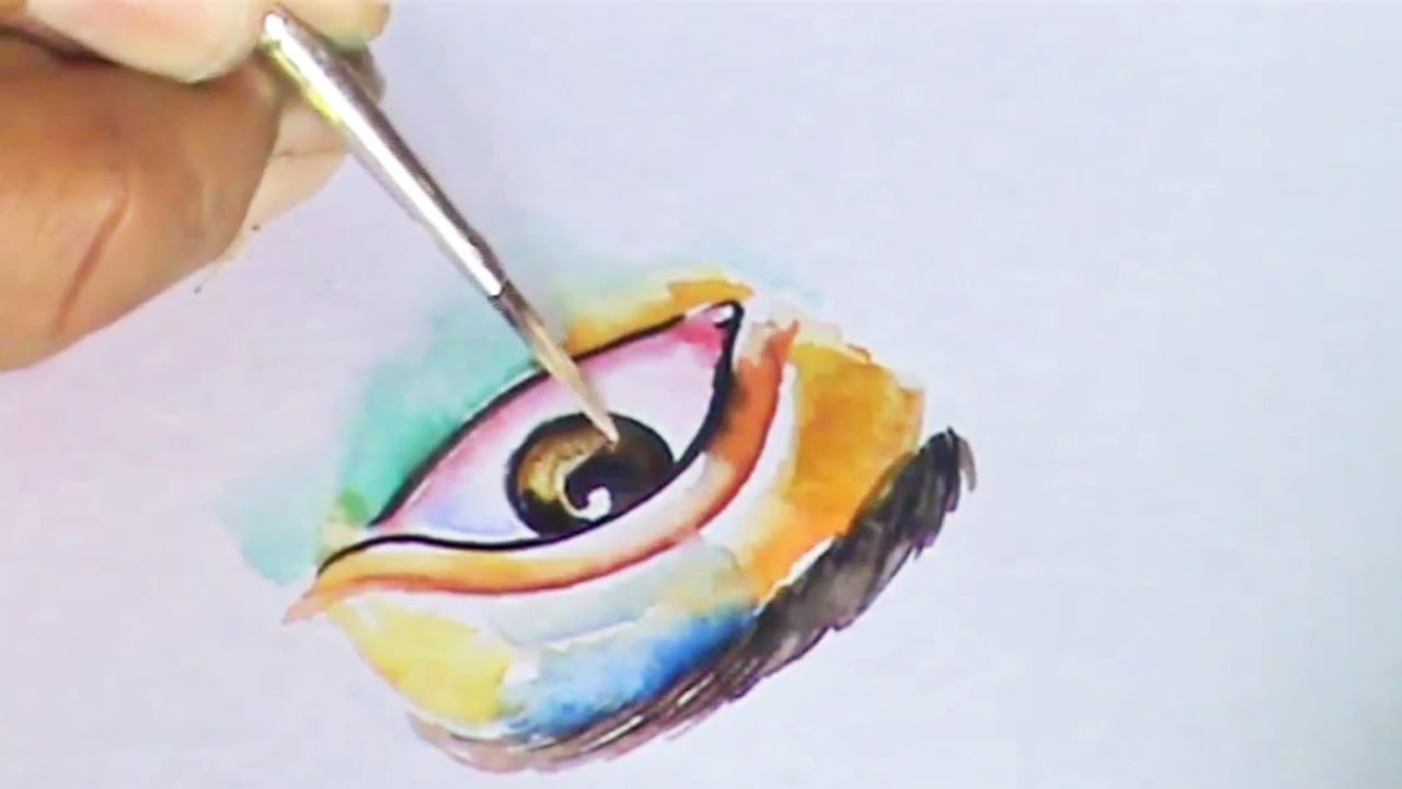 Draw Painting Realistic eye Watercolor - YouTube