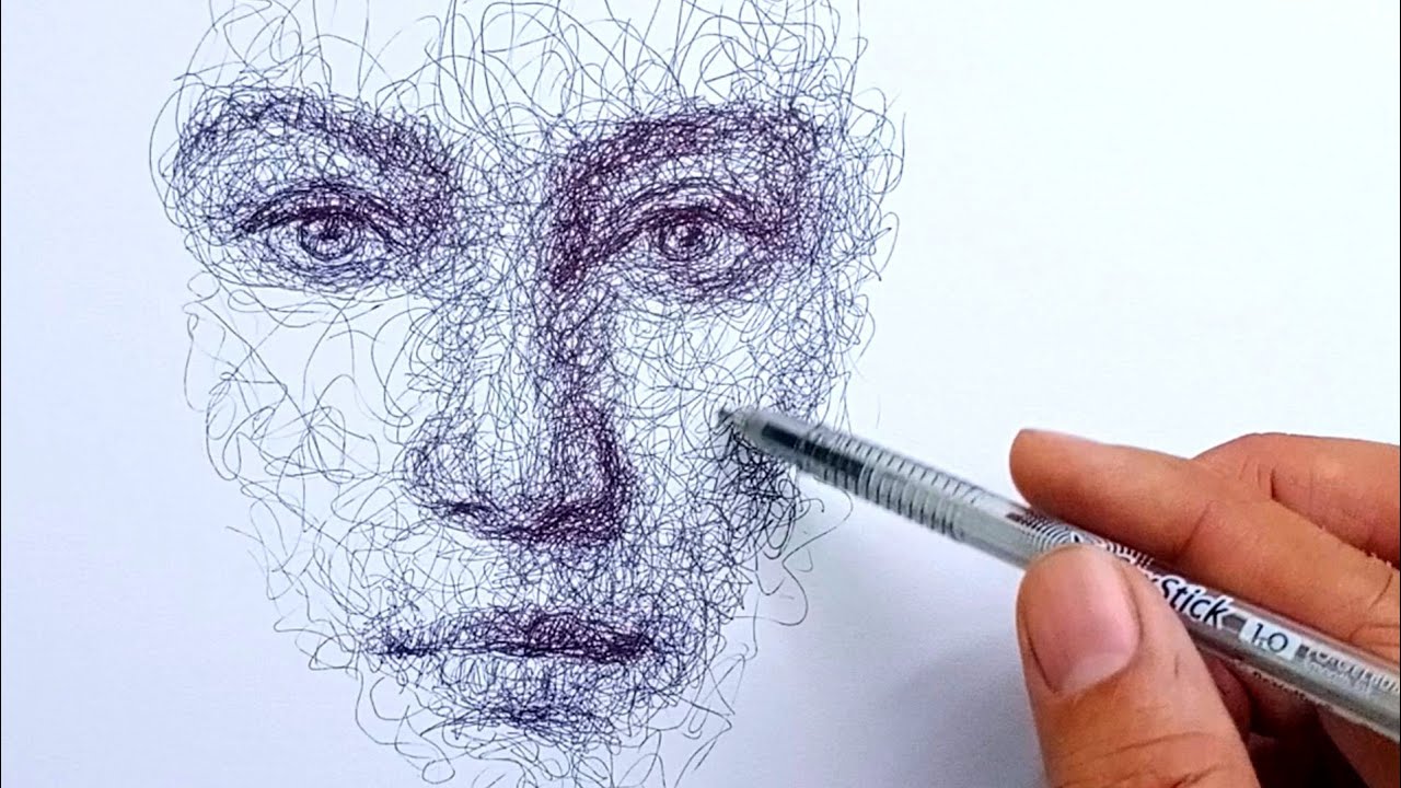 How I Draw Scribble Portrait - YouTube