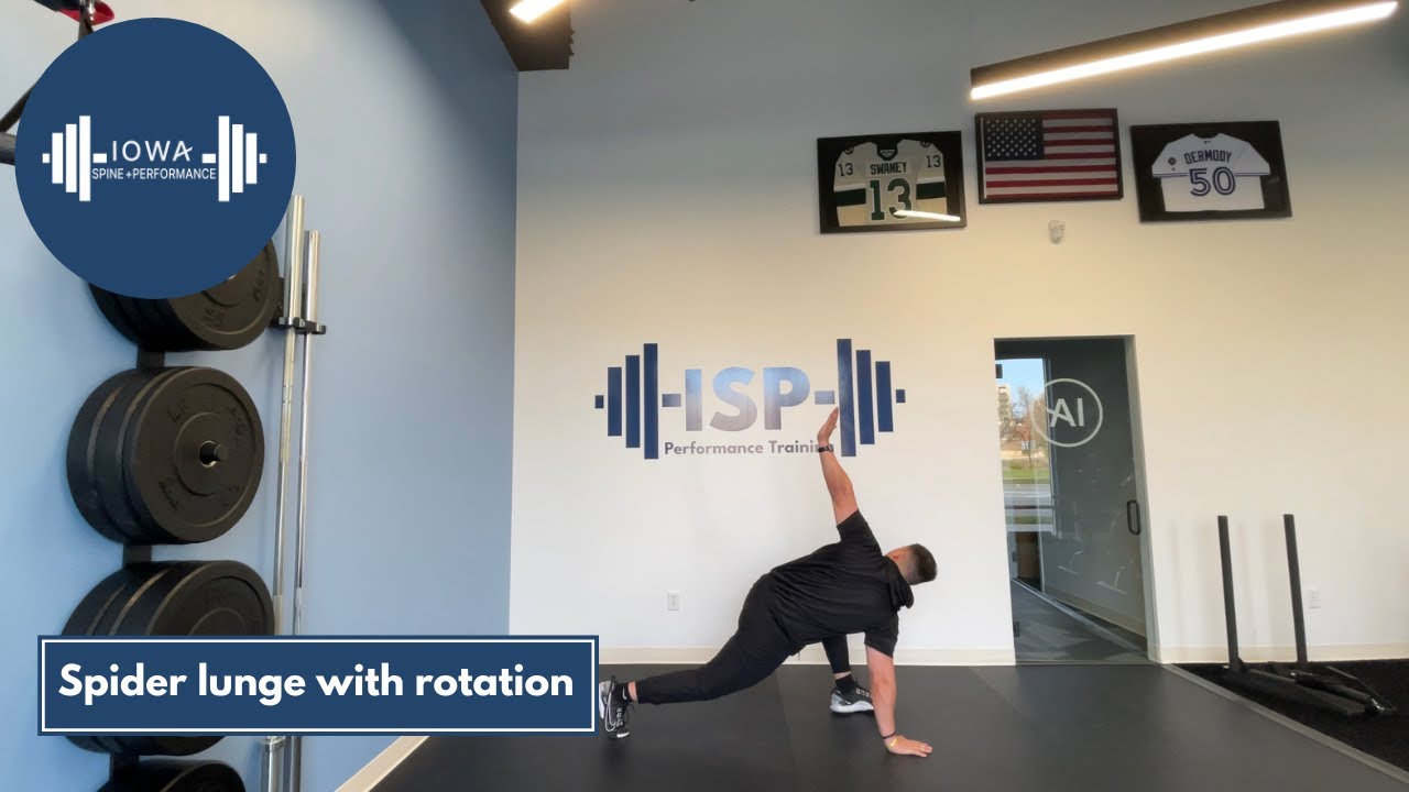 Spider lunge with rotation - YouTube