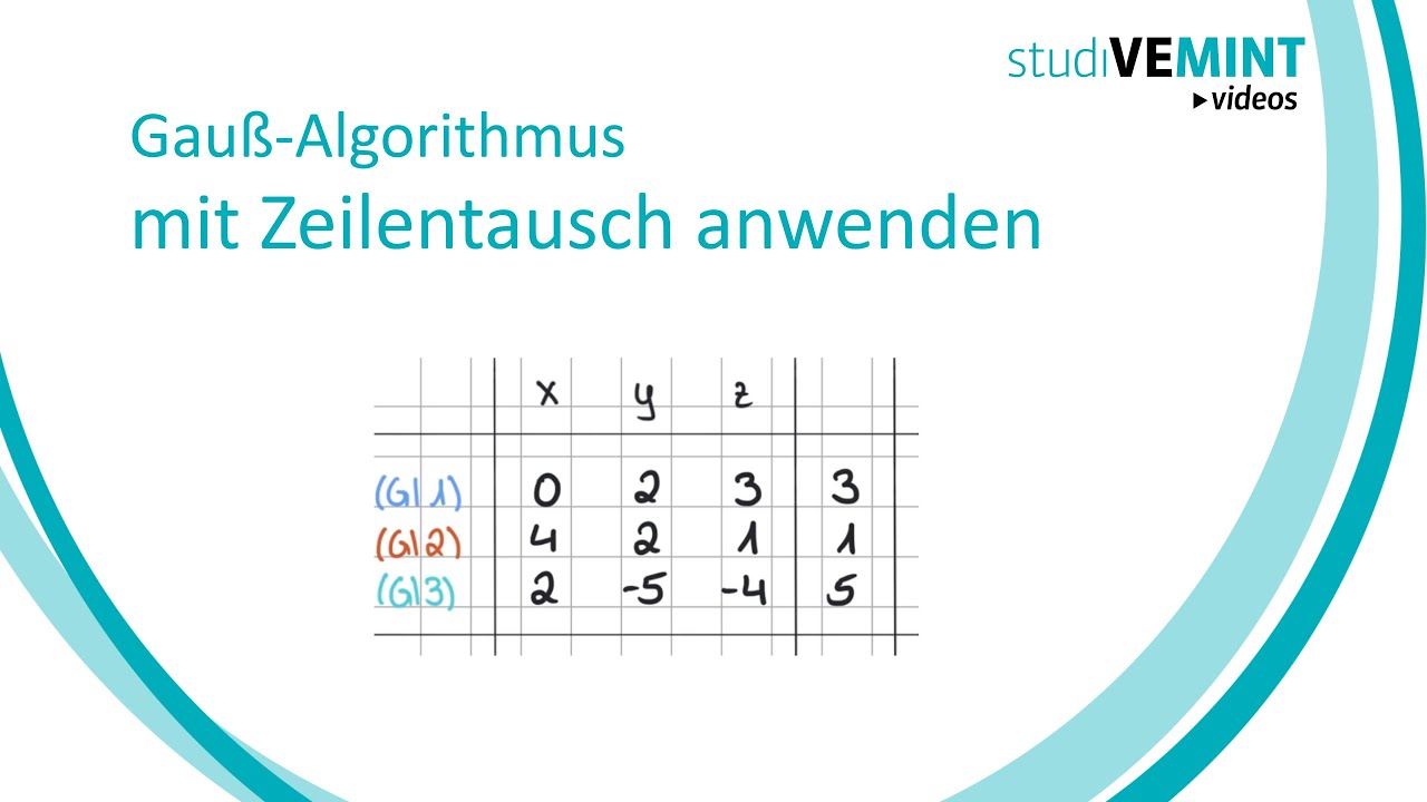 Gauß-Algorithmus mit Zeilentausch anwenden - YouTube