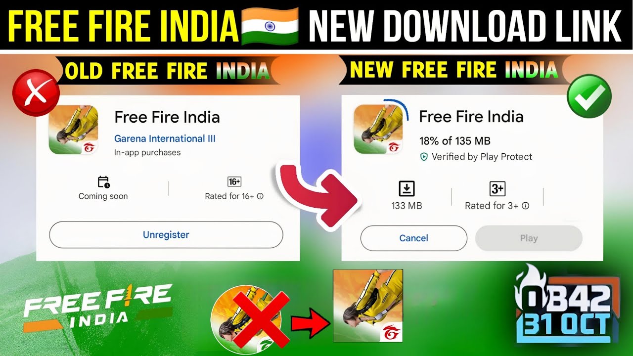 FREE FIRE INDIA🇮🇳 New Download Link Finally Open 🔥 FREE FIRE INDIA🇮🇳 ...