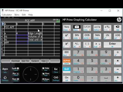 HP Prime Spreadsheet - FCC Atomic Packing Factor - YouTube