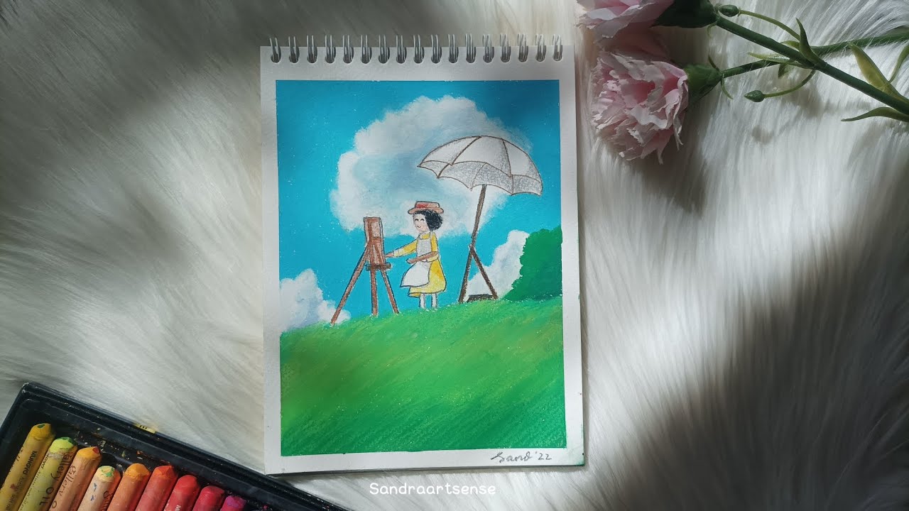 Drawing The Wind Rises Movie Scene with oil pastel - YouTube