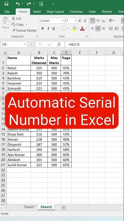 Automatic Serial Number in Excel | Excel ROW Function | #shorts #excel - YouTube