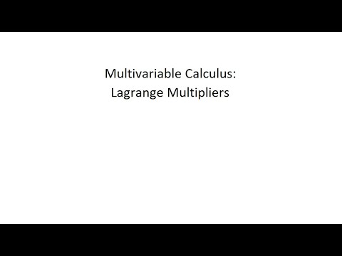 Multivariable Calculus: Lagrange Multipliers - YouTube