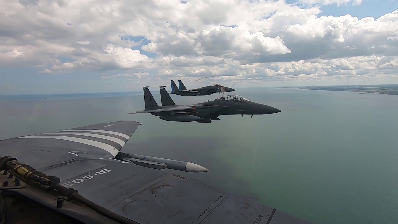 F-15 D-Day 75th Anniversary Missing Man Flyover, Omaha Beach - YouTube