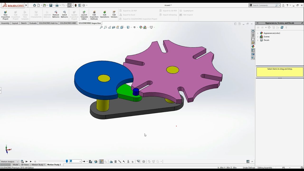 Motion study of Geneva mechanism | Solidworks tutorials | Assembly ...