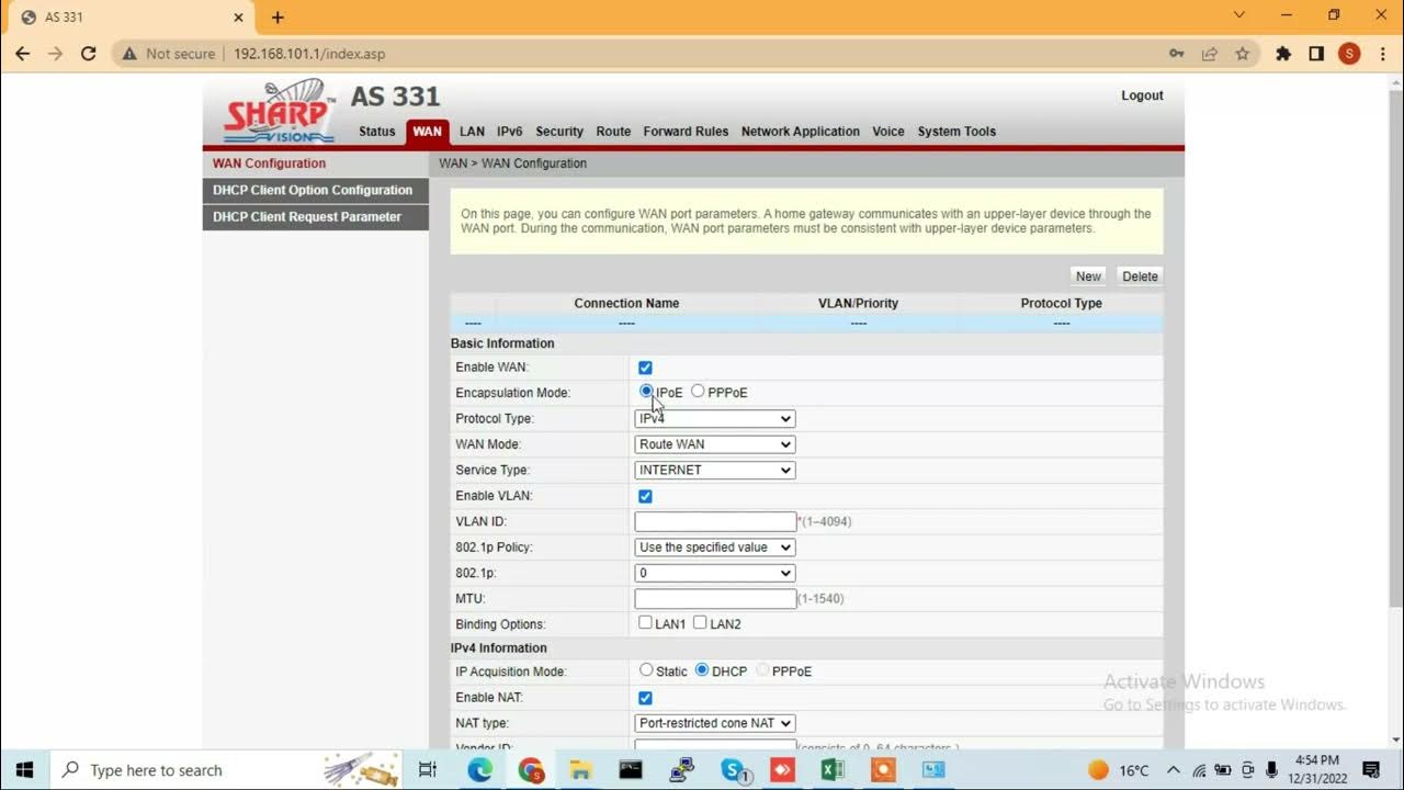 AS331 ONT configuration | Sharp vision ONU configuration PPPoE Mode - YouTube
