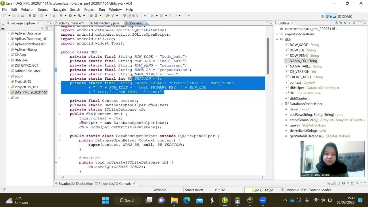UAS | PEMROGRAMAN MOBILE LANJUT - APLIKASI ANDROID MENGGUNAKAN ECLIPSE DAN SQLITE - YouTube