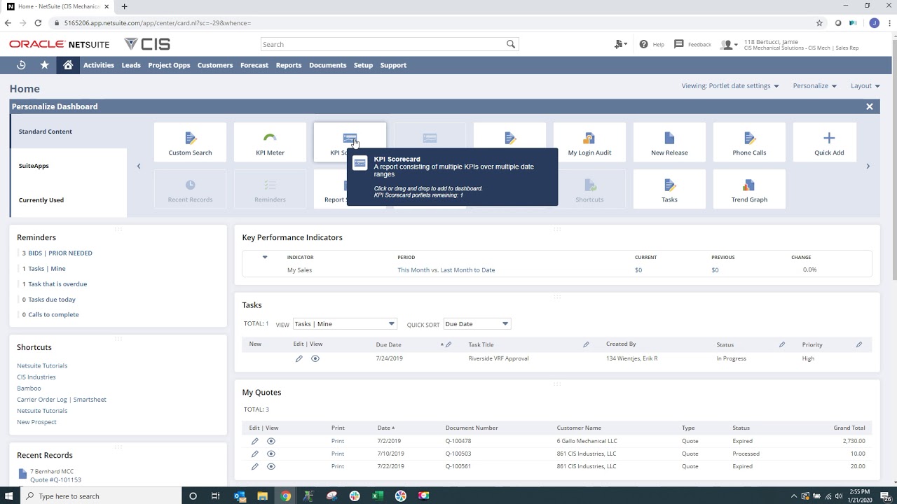 CIS Netsuite Training KPIs - YouTube