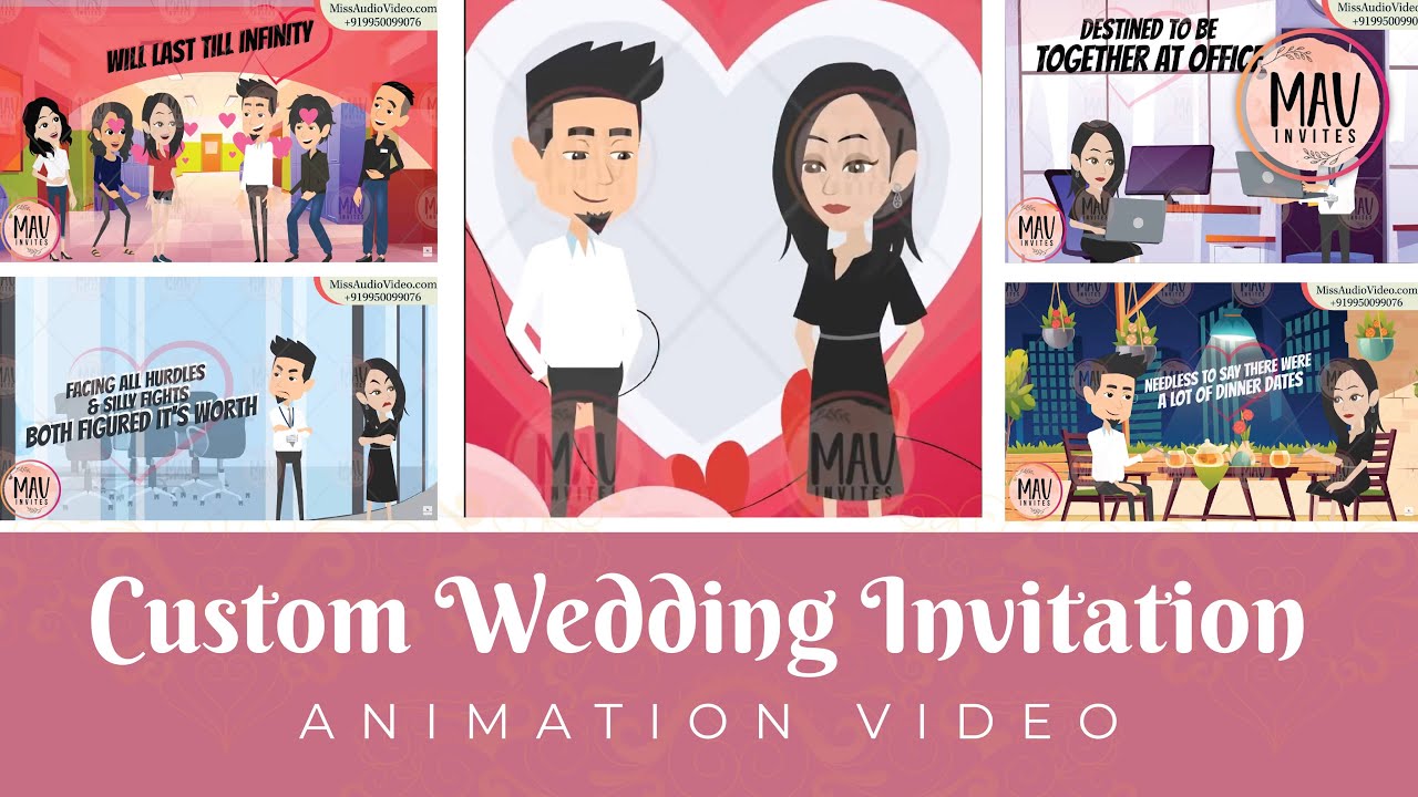 Caricature Cartoon Invitation | Custom Wedding Invitation Video ...