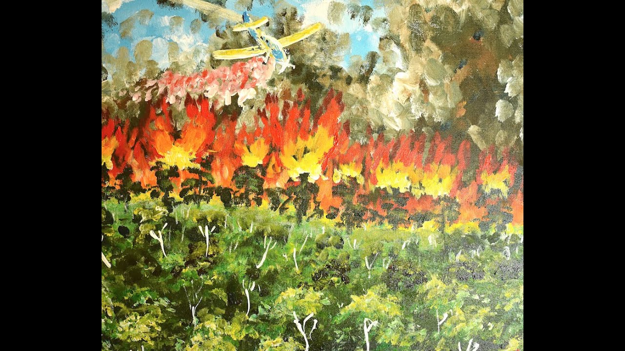Painting Flames Roaring Across a Forest in Acrylics - YouTube