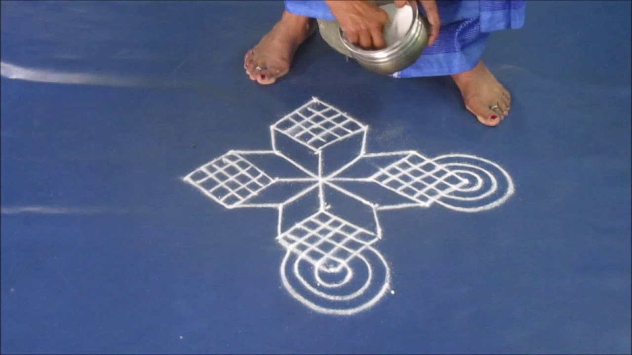 Easy apartment kolam 20 by learn kolam - YouTube