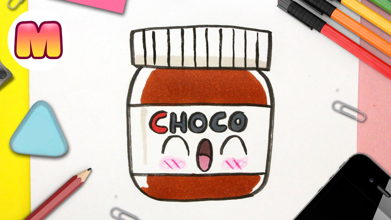 COMO DIBUJAR UN BOTE DE NUTELLA KAWAII PASO A PASO - Dibujos kawaii ...