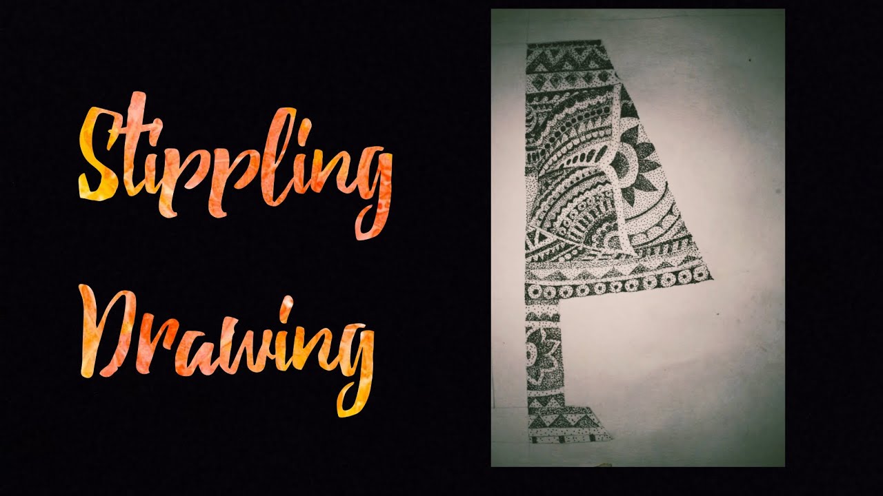 Stippling drawing|| How to draw design using dots (stippling) lamp ...