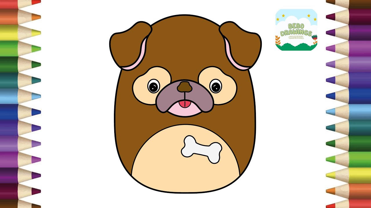 How to Draw a Cute Pug Dog Squishmallow Simple & Easy Step by Step for ...