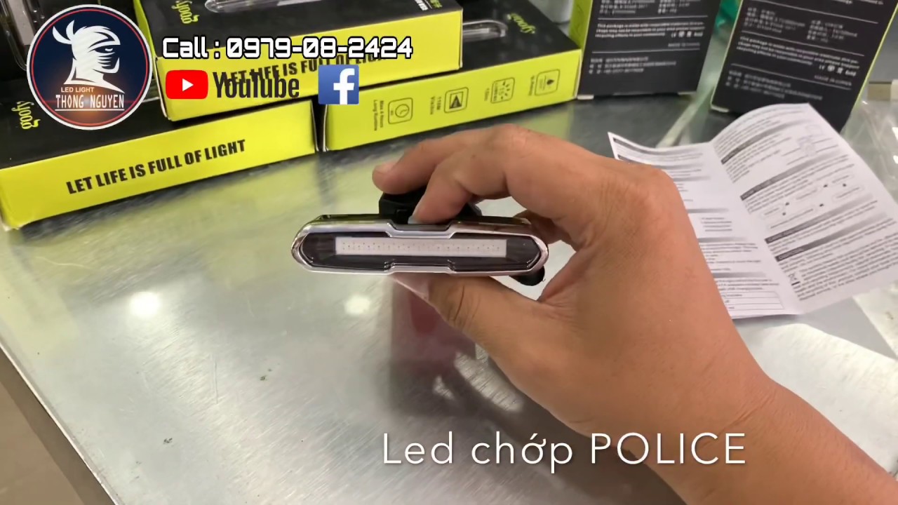 Led chớp POLICE mini nhỏ gọn , dùng sạc USB gắn được tất cả mọi loai xe ...