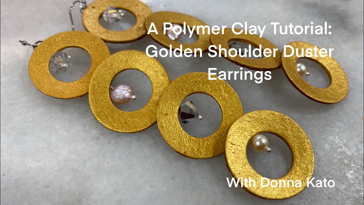 Golden Shoulder Duster Earrings - a Polymer Clay Jewelry Tutorial - YouTube