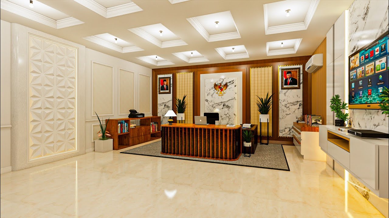 DESAIN INTERIOR RUANG KERJA DIREKTUR DAN STAFF KARYAWAN #interiordesign ...