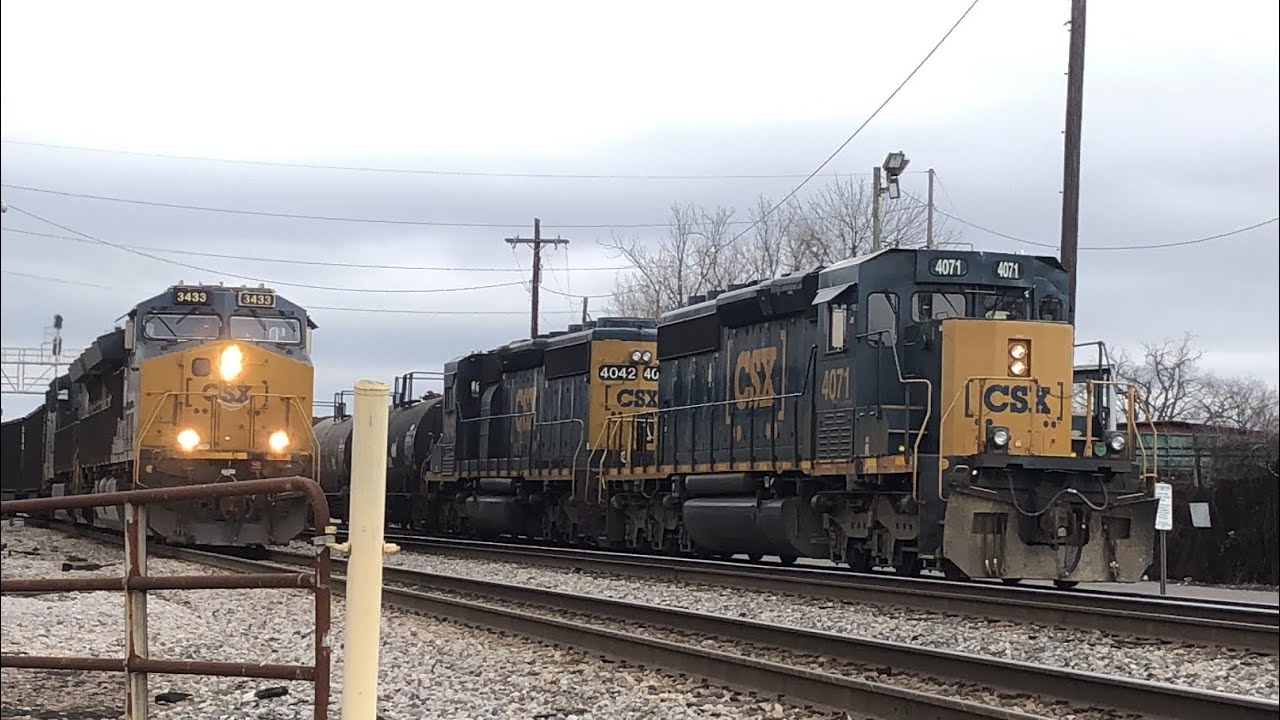 CSX 3433 leads a coal train out of Boyles yard - YouTube
