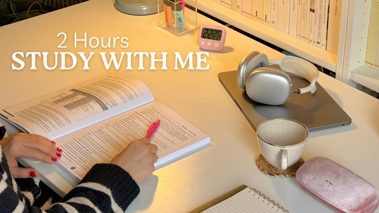 2 HOUR STUDY WITH ME | Rainy Day, Background Noise, 25/5 Pomodoro, No ...