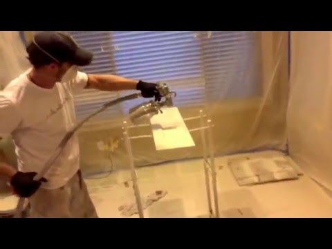 Spraying Cabinets With Door Rack System - YouTube