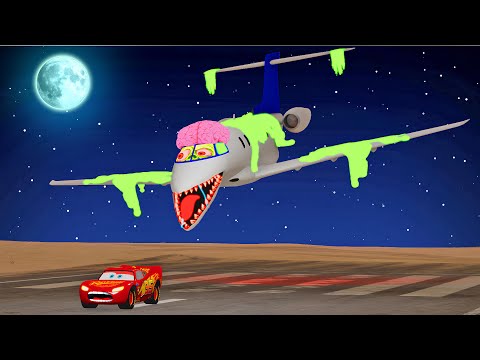 😱Horror Story | LARGE BUSINESS JET SLIME ZOMBIE 🆚 McQueen😱| BeamNG Drive
