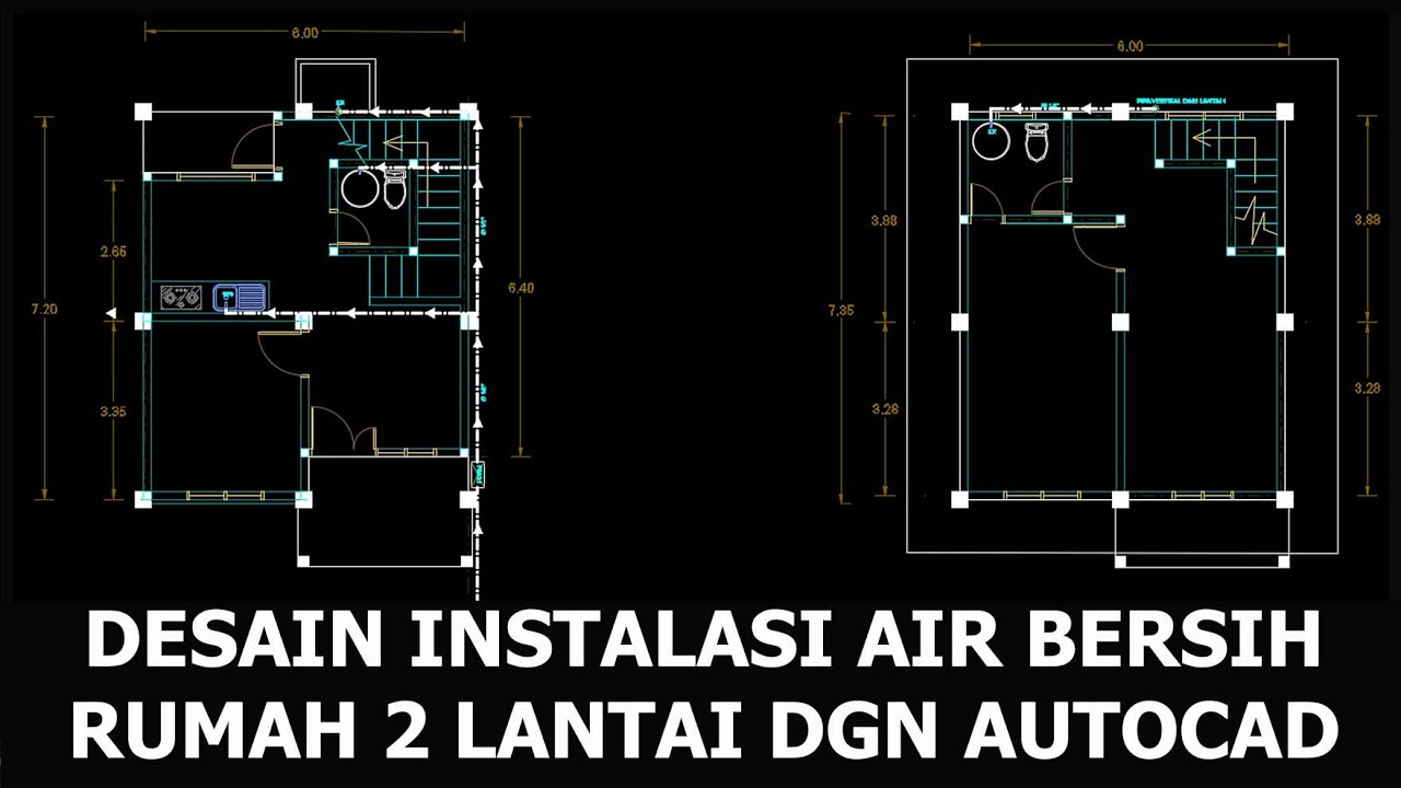 Menggambar Instalasi Air Bersih rumah 2 lantai dengan autocad - YouTube
