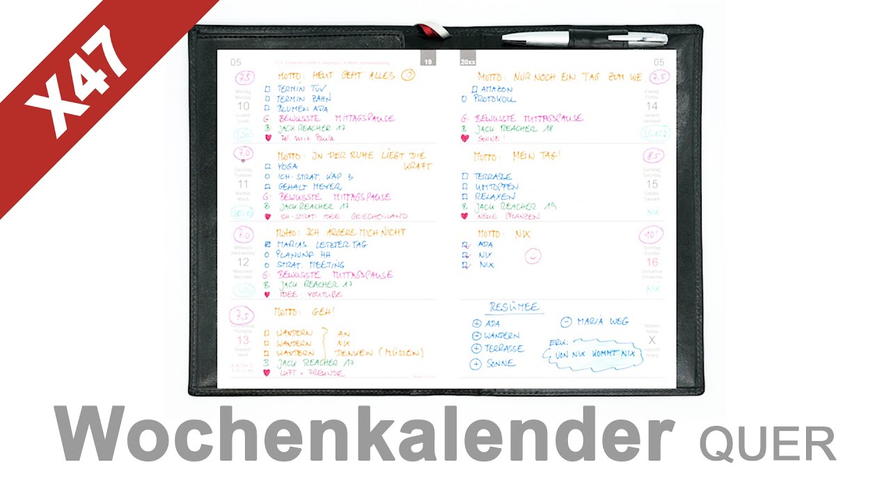 X47 Preview: Wochenkalender Quer - YouTube